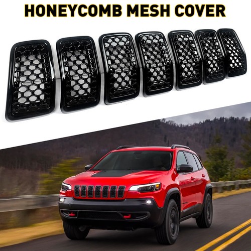 Chrome Front Grille Black Mesh Honeycomb Grill Inserts For Jeep ...
