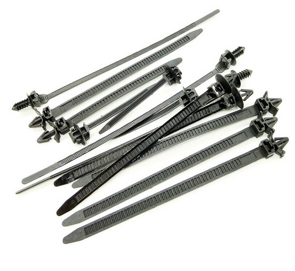 50 Pcs Car Line Cable Ties Zip Tie Push Rivet Clip Wiring Loom Harness ...