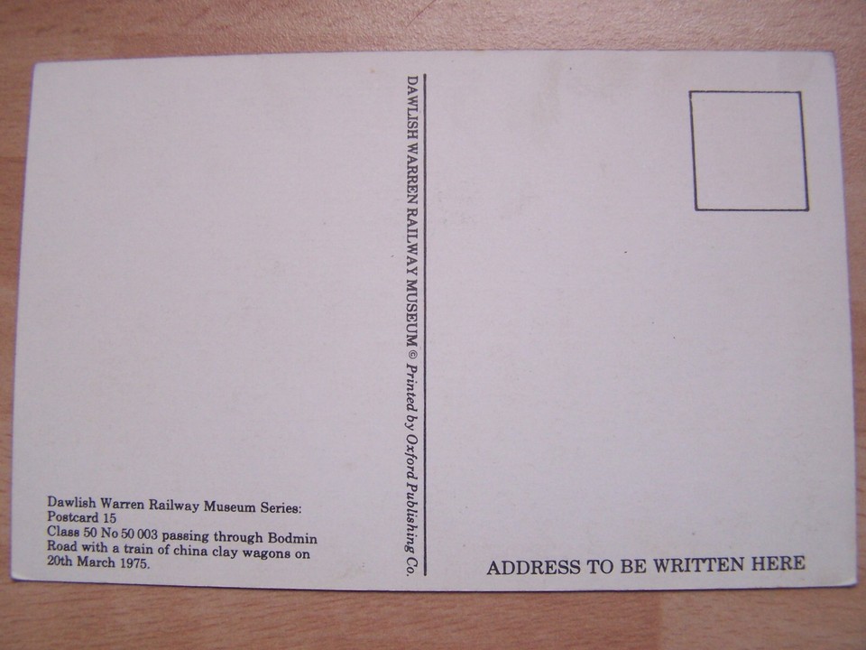 POSTCARD, TRAIN, DIESEL, CLASS 50, , NUMBER 50003, BODMIN, CHINA CLAY ...