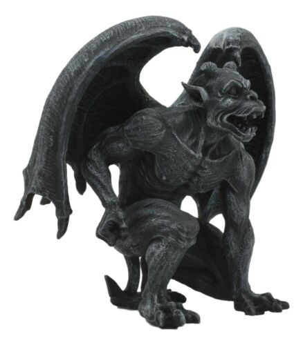 Winged Horned Devil Gargoyle Statue 6.25" Tall Notre Dame Evil Warden ...