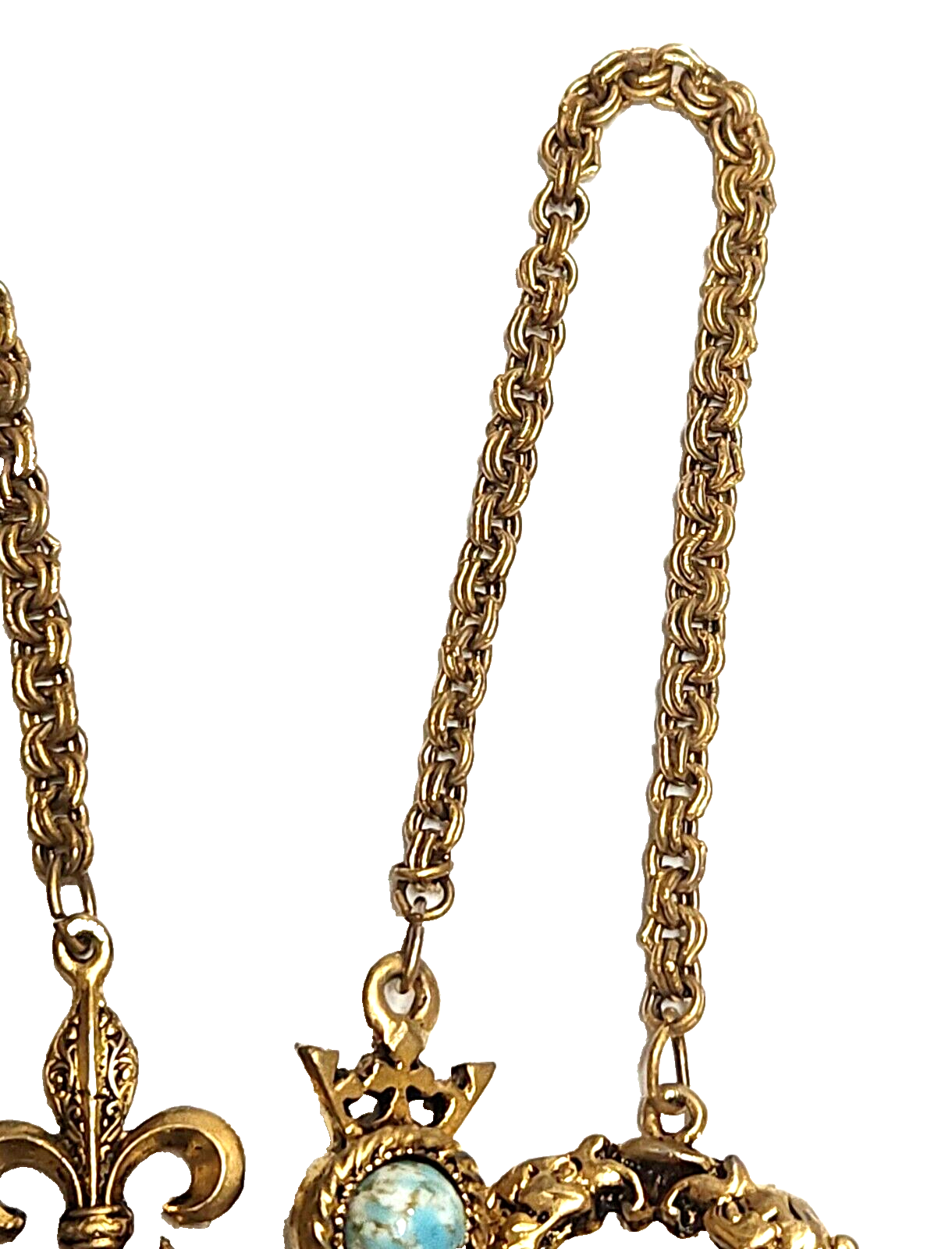 Vintage Unsigned Goldette Fluer de Lis, Faux Gemstone. Key Station ...