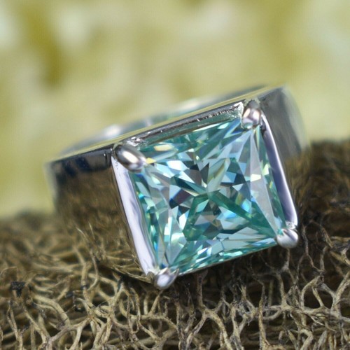 Blue Diamond Solitaire Ring In 925 Silver.Treated 6 Ct Certified.Great ...