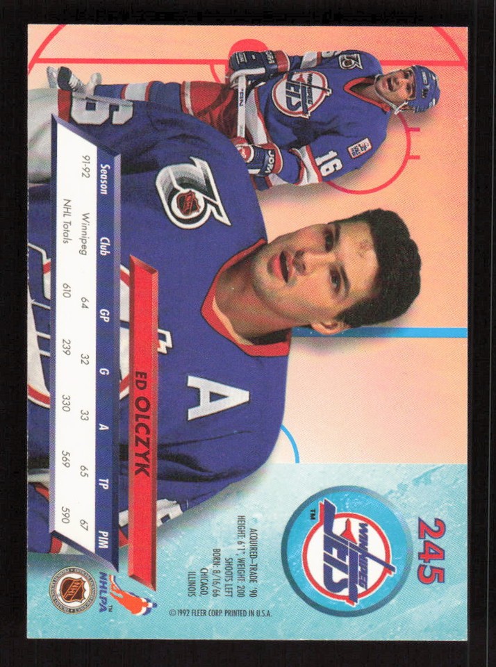 1992 Fleer Ultra #245 Ed Olczyk Winnipeg Jets | eBay
