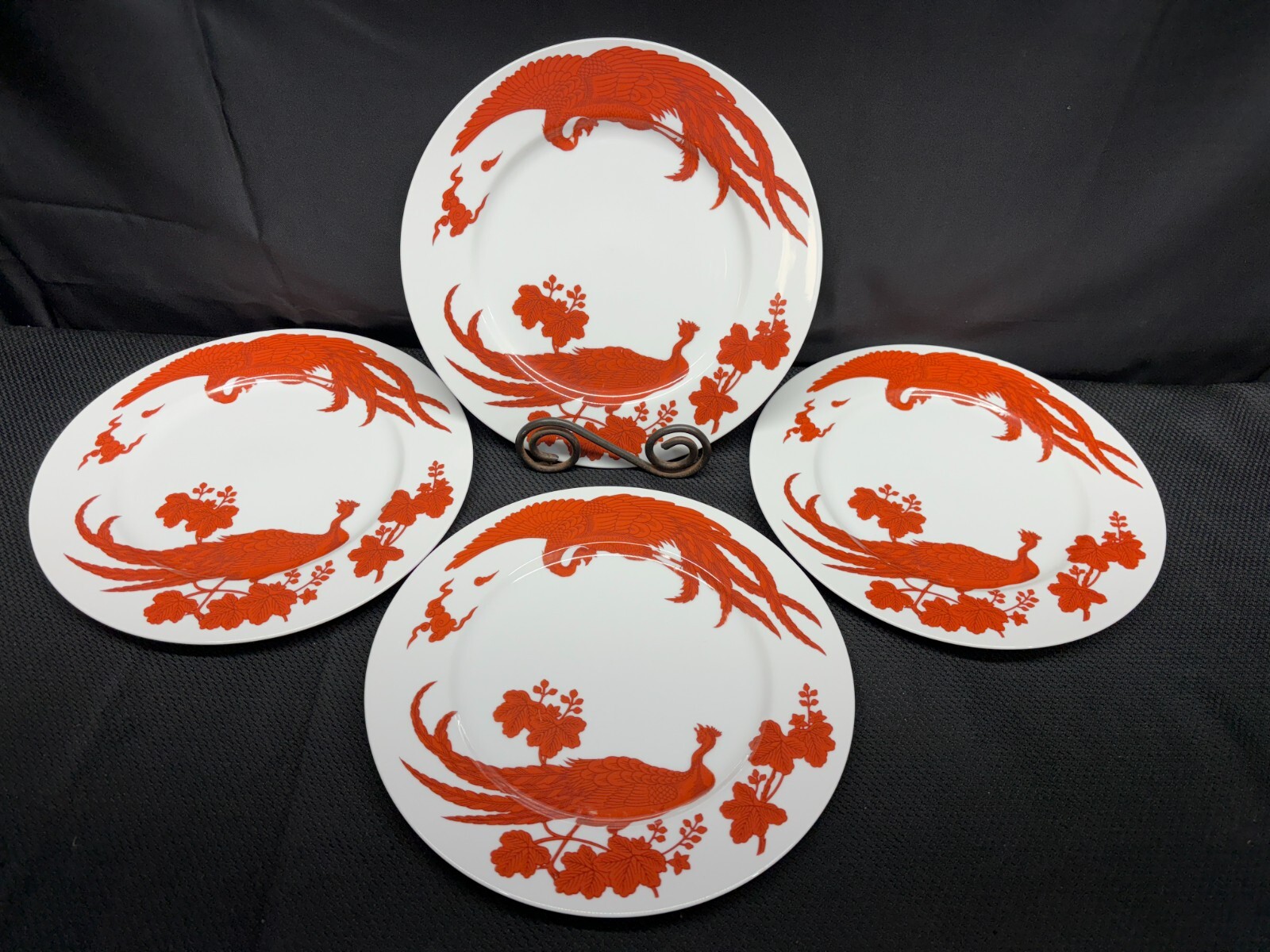 Neiman Marcus "RED PHOENIX" Japan ~ Set of 4 ~ Dinner Plates ~ 10 3/4 ...