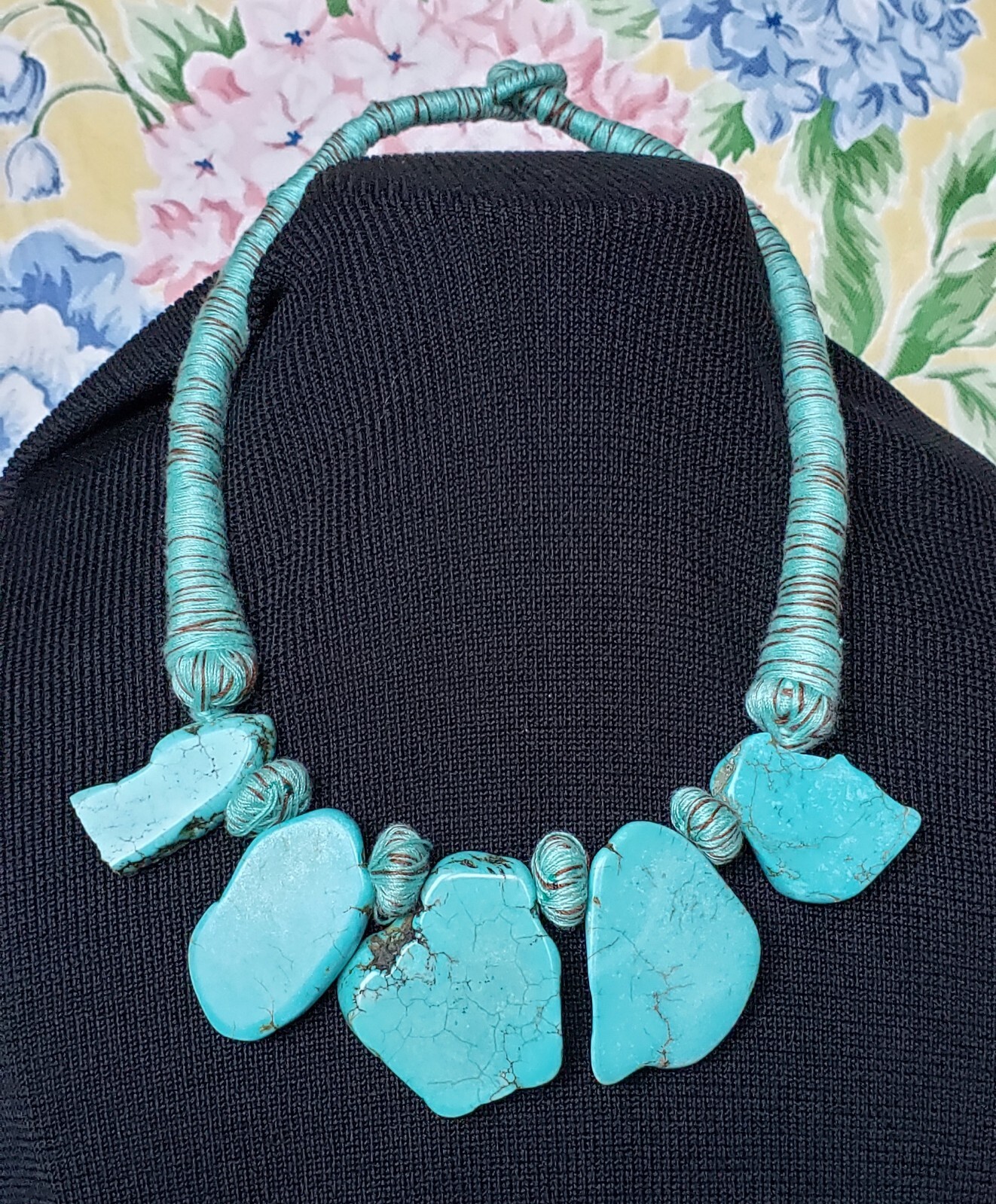 Genuine Slab Turquoise Necklace - Five (5) Fairly Lar… - Gem