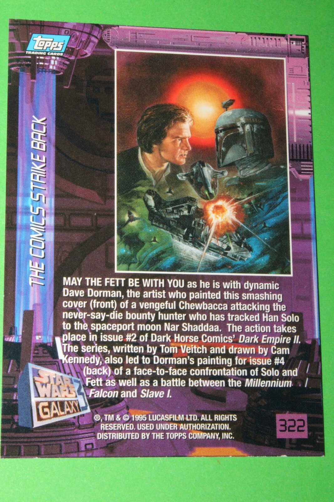 1995 Star Wars GALAXY SERIES 3 BOBA FETT #322 CARD SIGNED DAVE DORMAN ...
