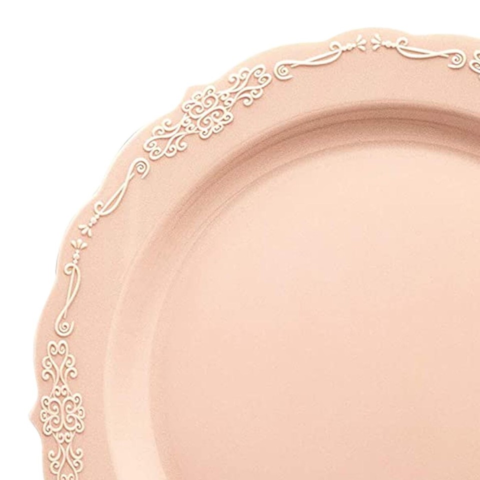 Elegant Vintage Disposable Plastic Plates Wedding Party Value Sets 120 ...