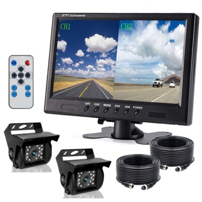 9" QUAD SPLIT SCREEN MONITOR For TRUCK 2 REAR VIEW CCD Reversing ...