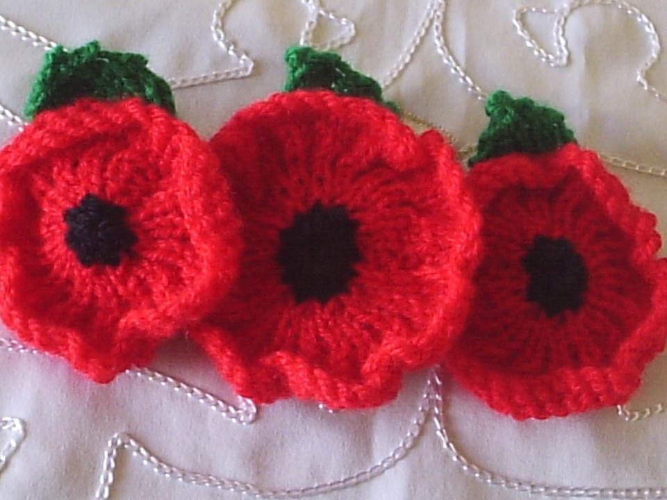 Fluted Poppies DK knitting pattern in 2 sizes - Remembrance Sunday ...