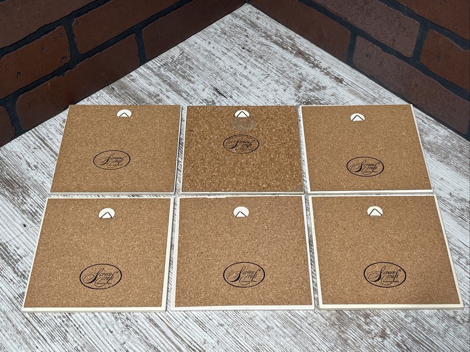 6 Vintage Screencraft 6” Tile Trivet Wall Hangings Lot ~Birds Blue Jay ...