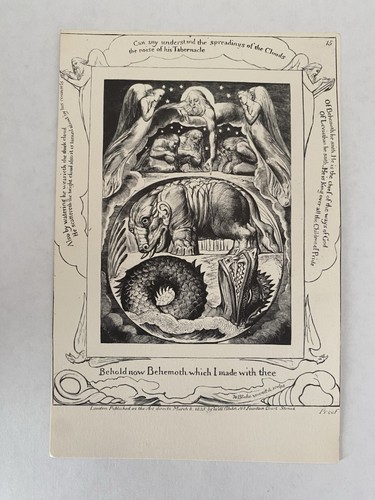 William Blake Post Card Behemoth And Leviathan Unposted Gardner Museum ...