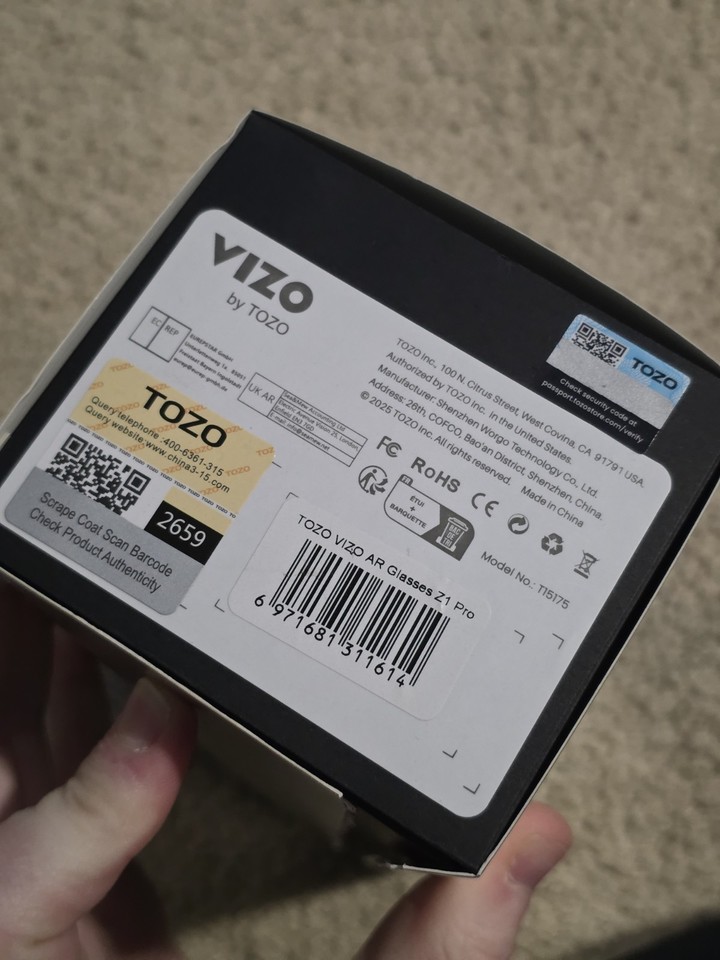 TOZO VIZO V1 Smart Glasses AR Glasses 1800-Nit Ultra-Bright Display ...