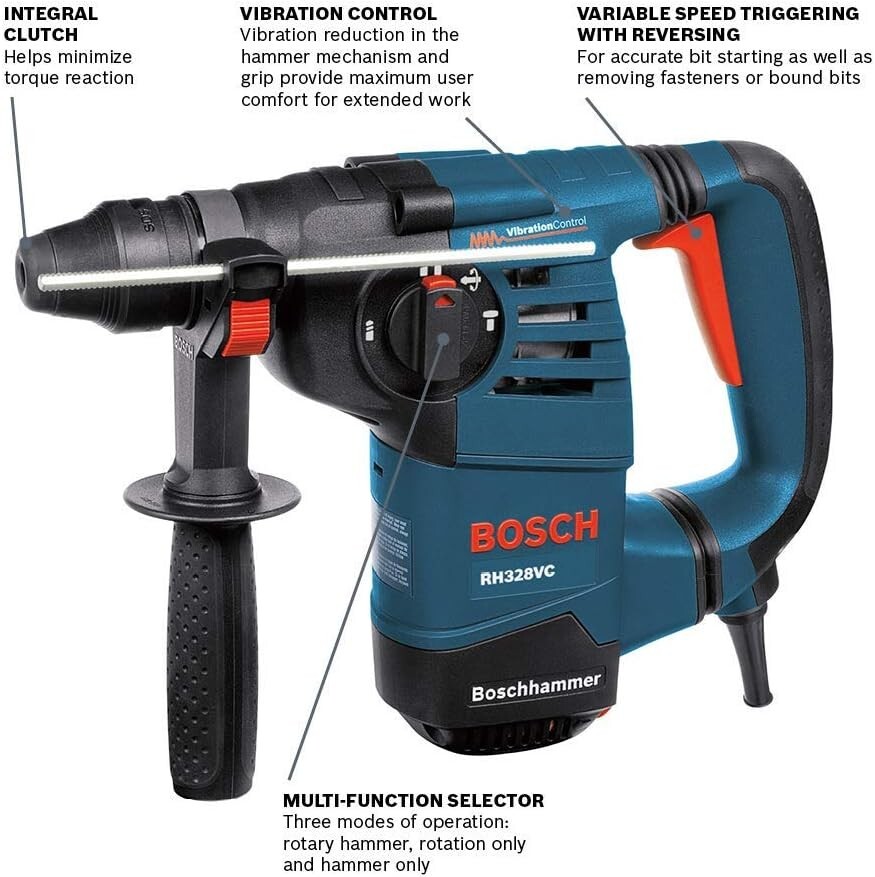 BOSCH RH328VC 1-1/8 Inch SDS-plus Rotary Hammer with Variable Speed ...