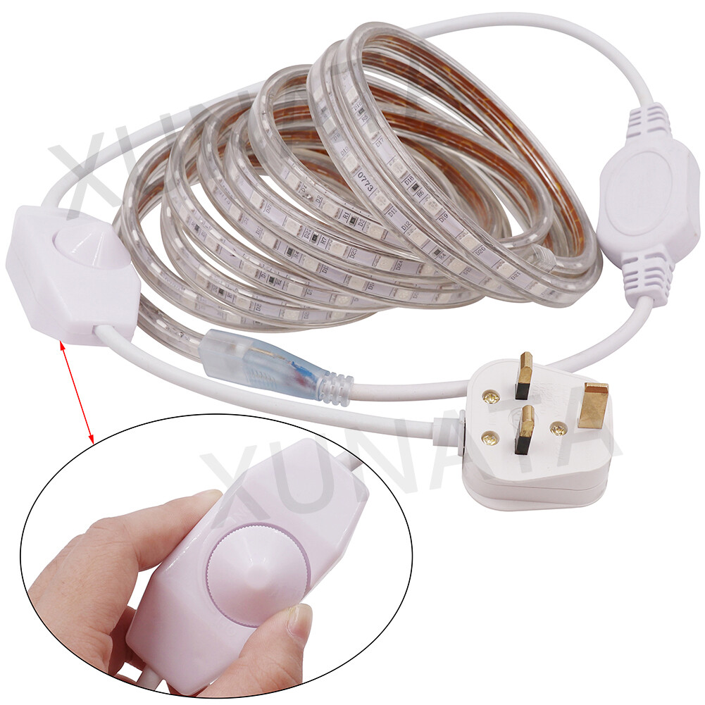 220V Mains Plug In LED Strip Lights Waterproof Rope Outdoor Garden Lamp ...