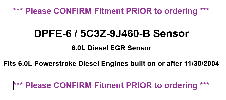 DPFE144 New OEM for Ford 6.0L Diesel EGR Pressure Feedback Sensor DPFE ...