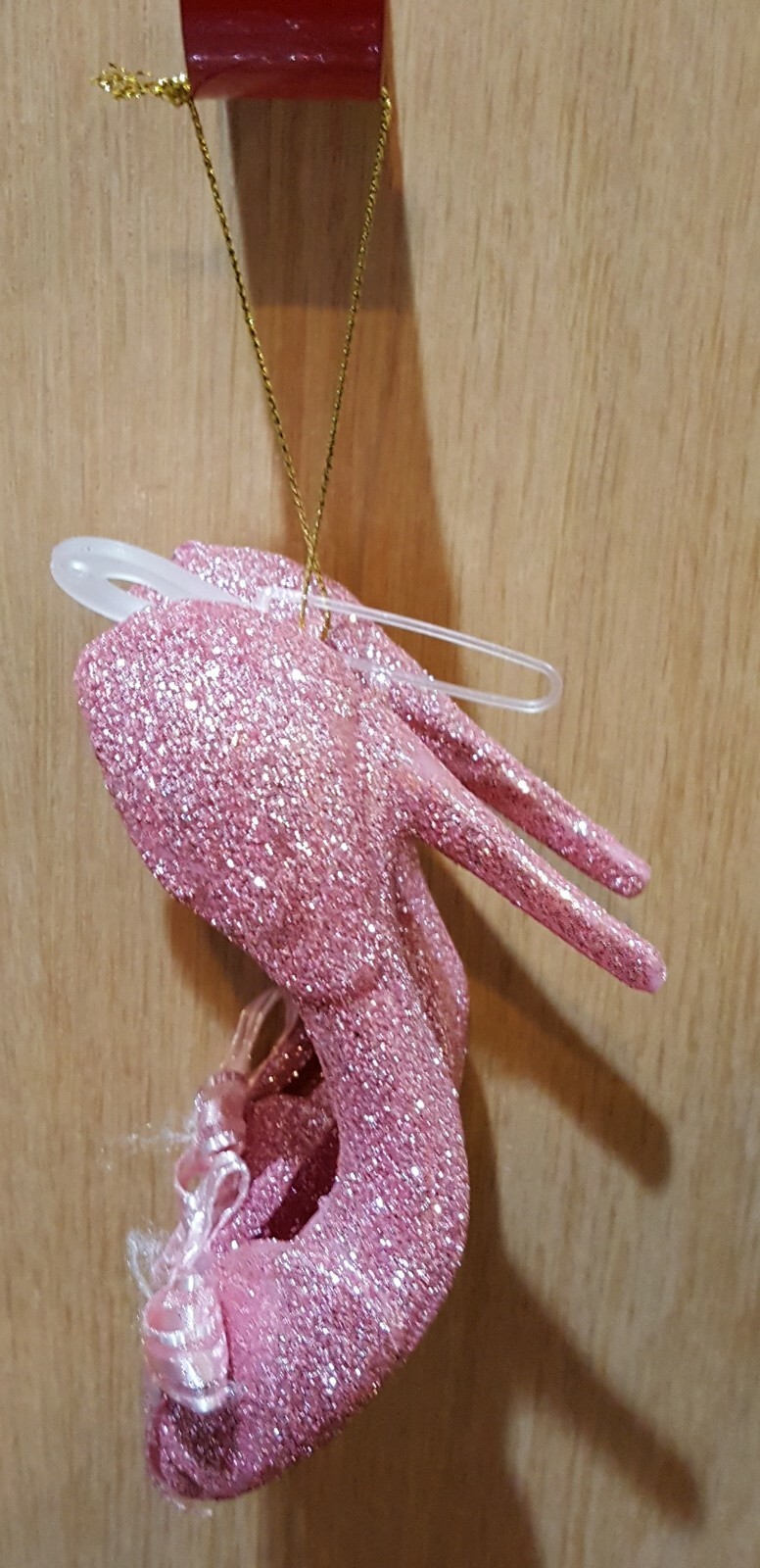 Holiday Pink Glitter Stiletto Pump Heel w/Bow Christmas Ornament | eBay