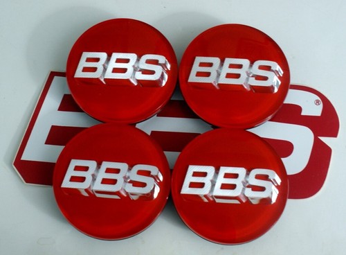 "NEW" REAL BBS FLOATING RED & 3-D SILVER 56mm CENTER CAP EMBLEMS ...