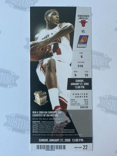 2008 Phoenix Suns at Chicago Bulls Ticket 1/27/08 | eBay