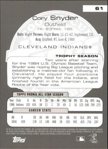 2005 Topps Rookie Cup Baseball Card #61 Cory Snyder | eBay