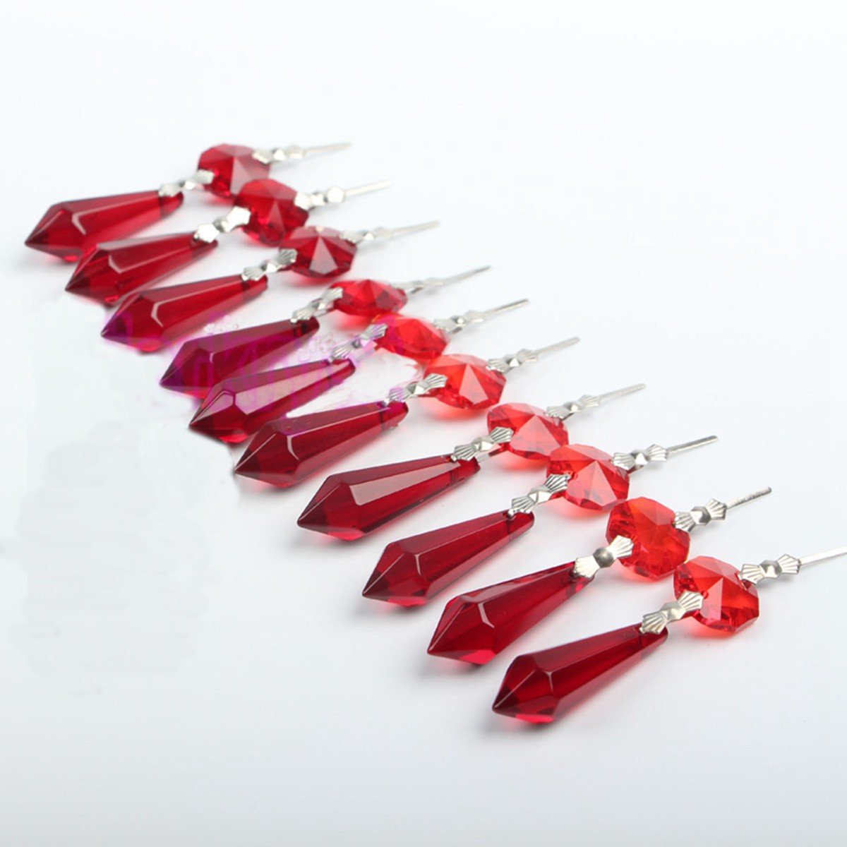 Red Glass Chandelier Replacement Crystals