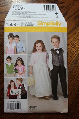 Simplicity 1509 Child's Vest, Bolero & Bow Tie Size 3-8 Uncut | eBay