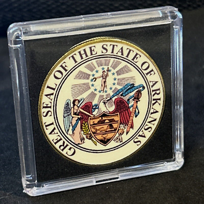 ARKANSAS State Seal Challenge Coin Colorized USA CASE INCLUDED! | eBay