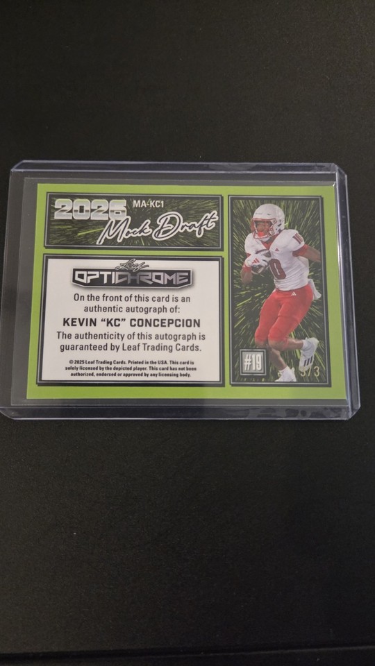 KEVIN KC CONCEPCION Auto 2025 Leaf Optichrome Auto Texas A&M 3/3 Mock ...