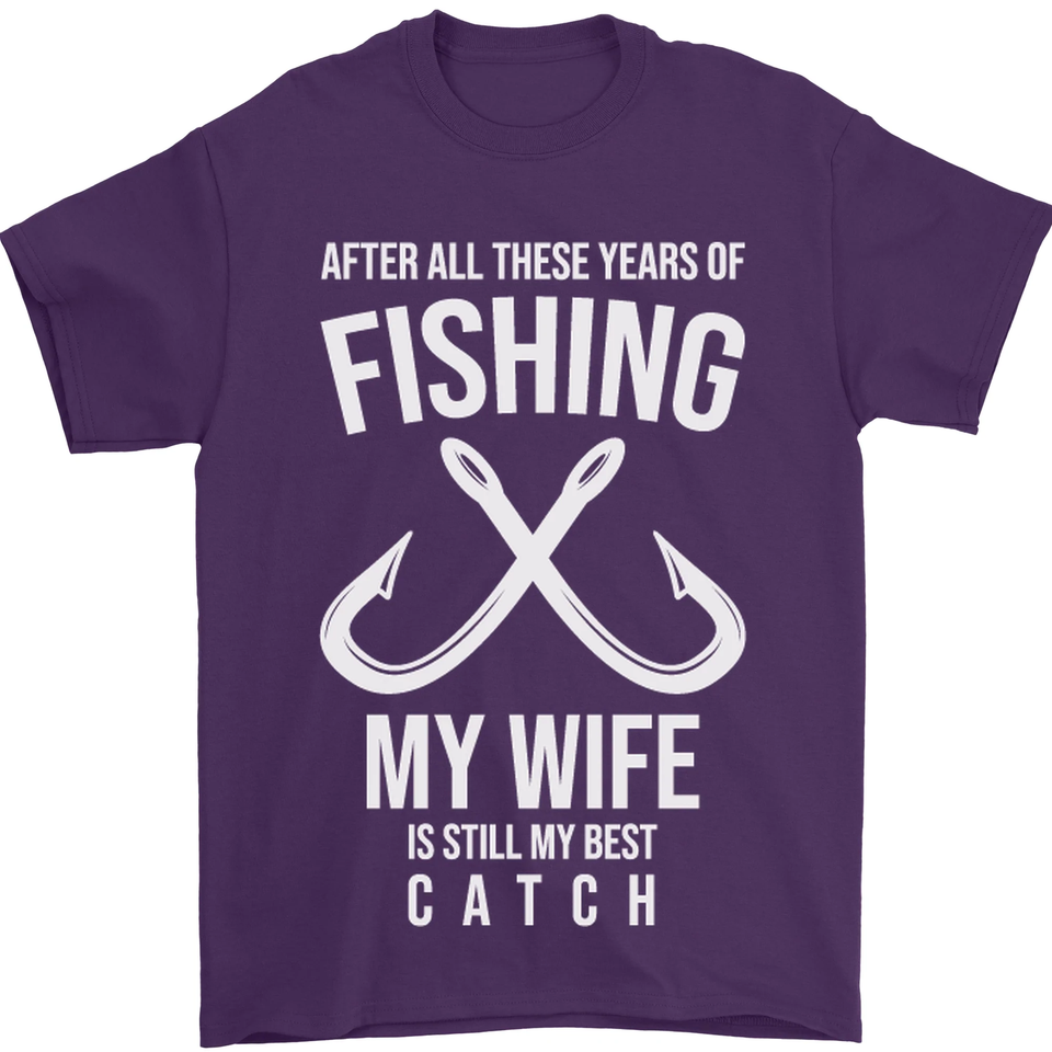 Wife Best Catch Funny Fishing Fisherman Mens T-Shirt 100% Cotton | eBay