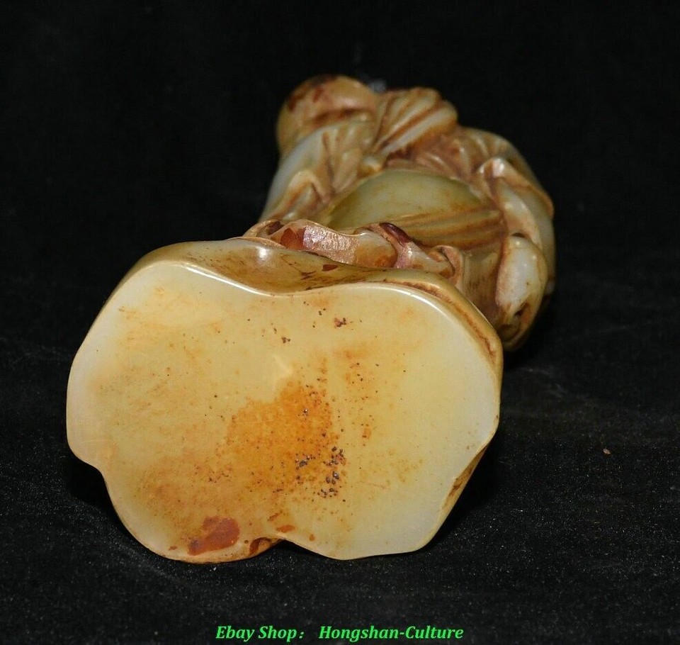 7.4'' Old Chinese Yellow Jade Carving Beautiful Beauty People Person ...