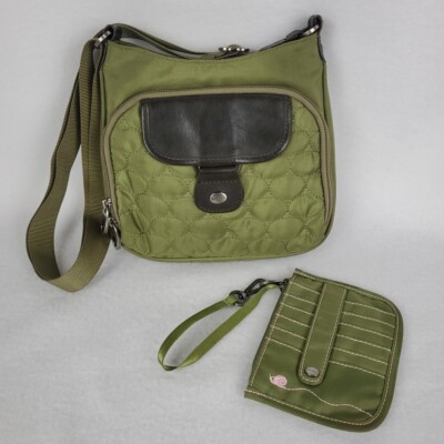 Mosey Life by Baggallini Nylon Crossbody Purse & Wristlet Quilted Green ...
