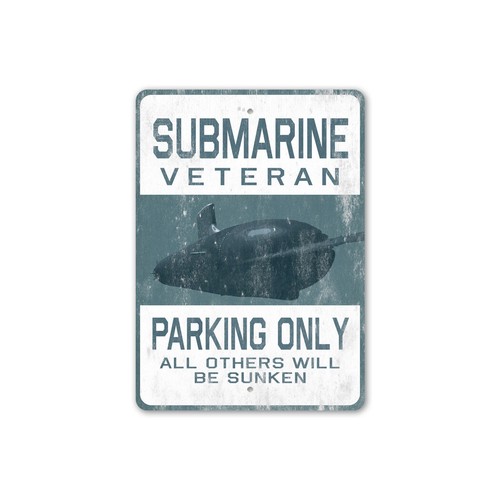 Submarine Veteran Parking Only Sign US Military Navy Metal Plaque ...