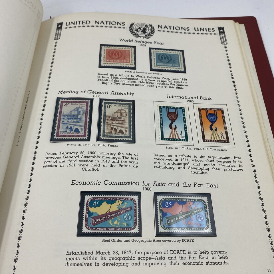 UNITED NATIONS STAMP ALBUM W/ 95 MNH Stamps 1951-1966 | eBay