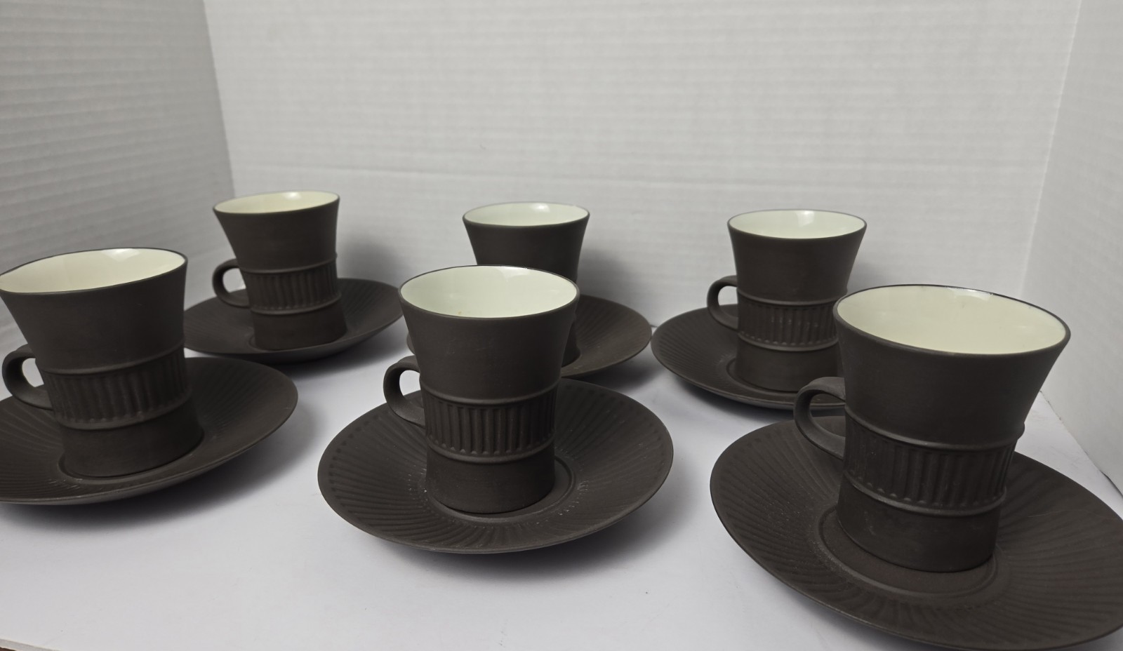 Flamestone Brown Fluted Dansk Set of 6 Cups & Saucers IHQ Jens ...
