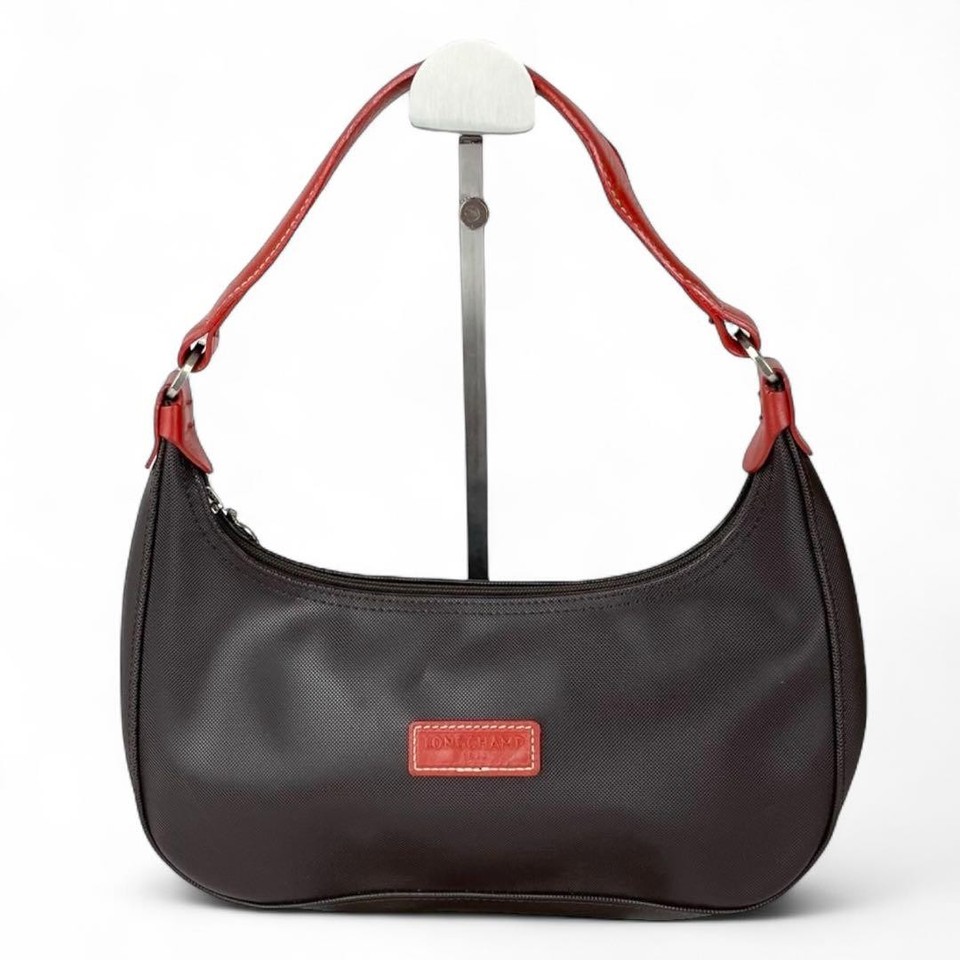 Longchamp Accessory Pouch Brown PVC C6 women hand bag purse handle From ...