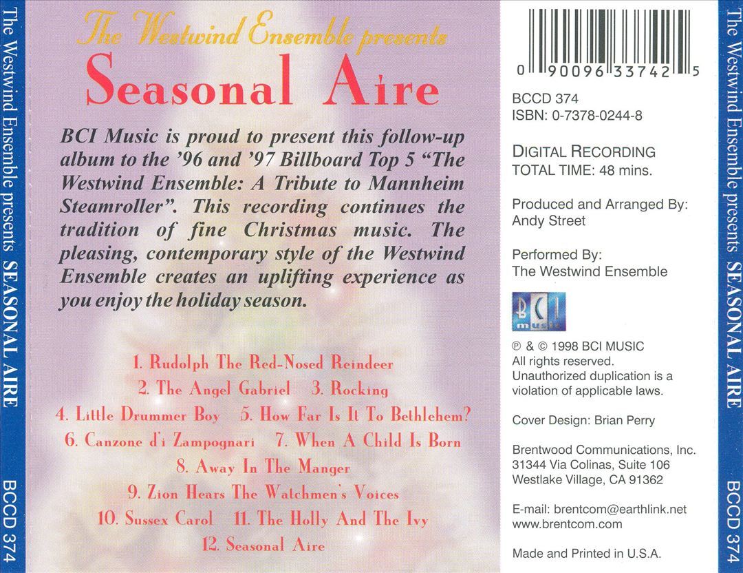 THE WESTWIND ENSEMBLE SEASONAL AIRE NEW CD 90096337425 | eBay
