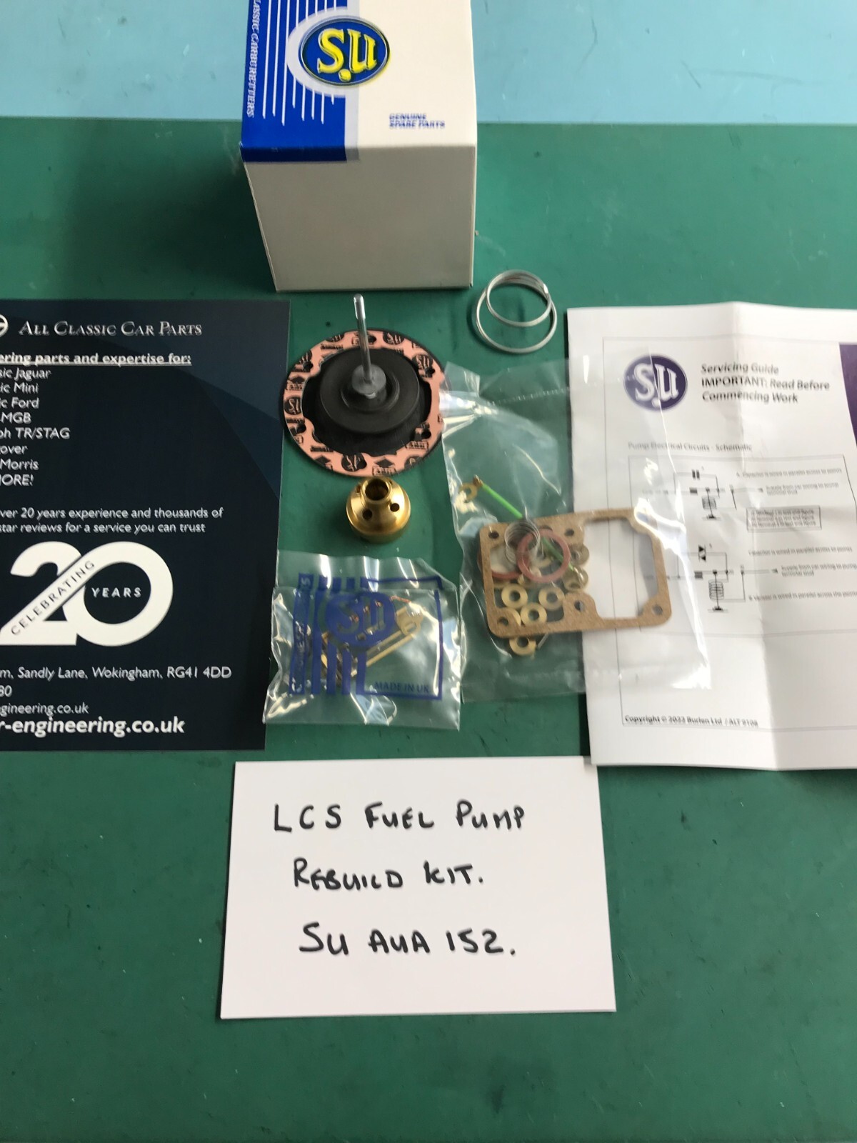 GENUINE SU FUEL PUMP SQUARE BODIED AUA 152 REBUILD KIT, JAGUAR XK120/40 ...