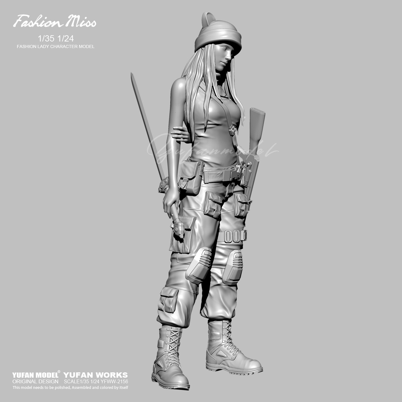 1/24 Scale Fashion City Girl Soldier Unpainted Model Kits Unassembled ...