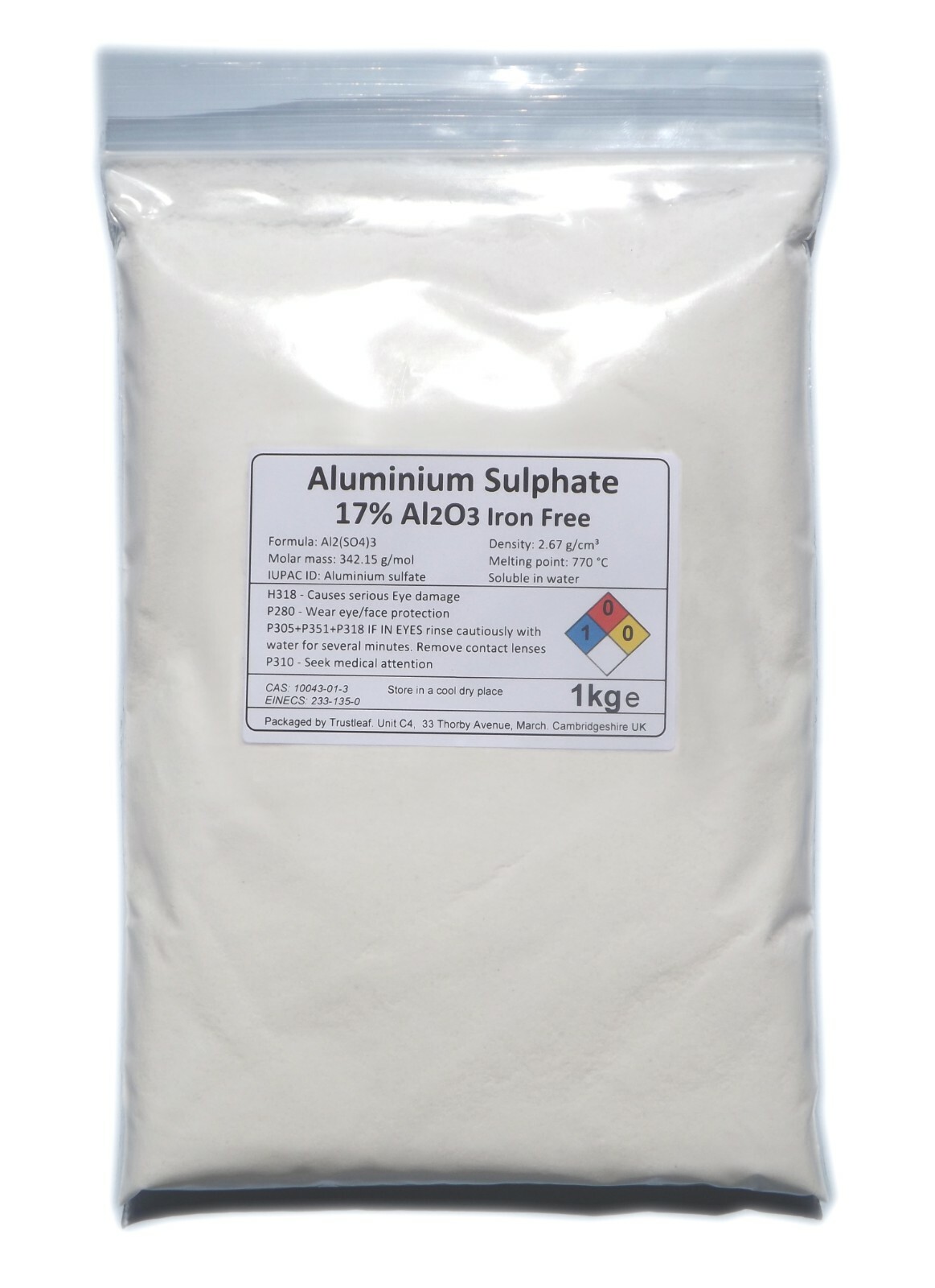 ALUMINIUM SULPHATE 17% Iron Free Alum Al2(SO4)3 * 250g 500g, 1kg 2kg ...