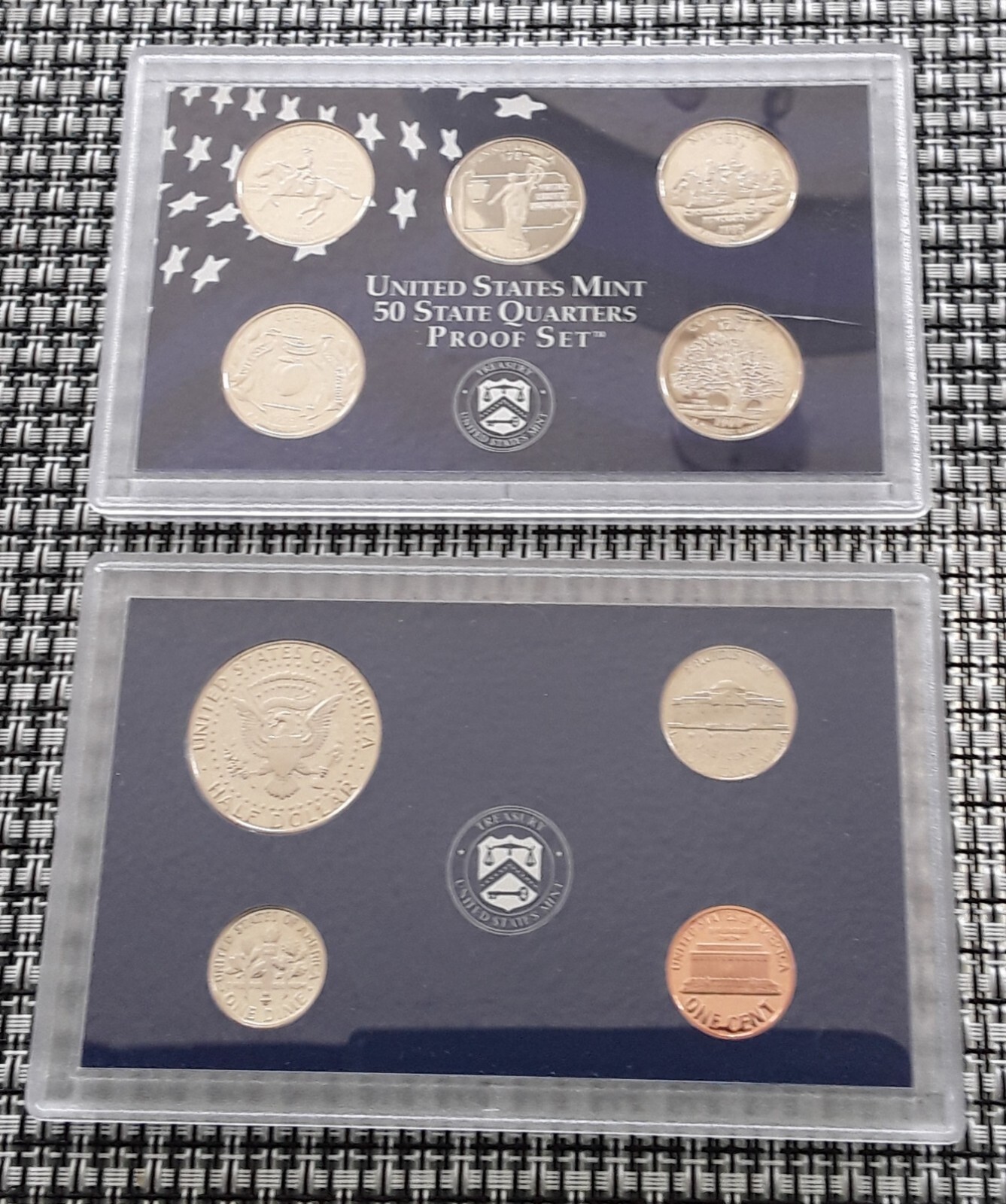 1999 Clad US Proof 9 Coin Set (4 Coin Set & 5 Coin State Quarter Set ...