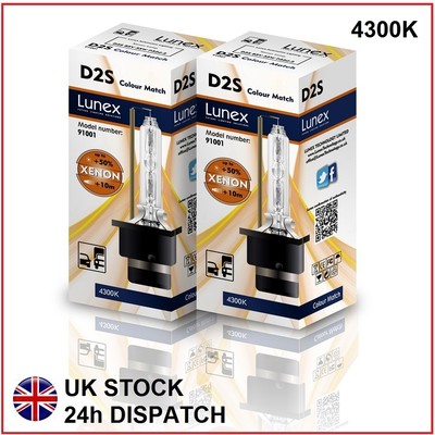 2 x D2S Genuine LUNEX XENON 4300K HID BULB compatible 85122 66040 66240 ...