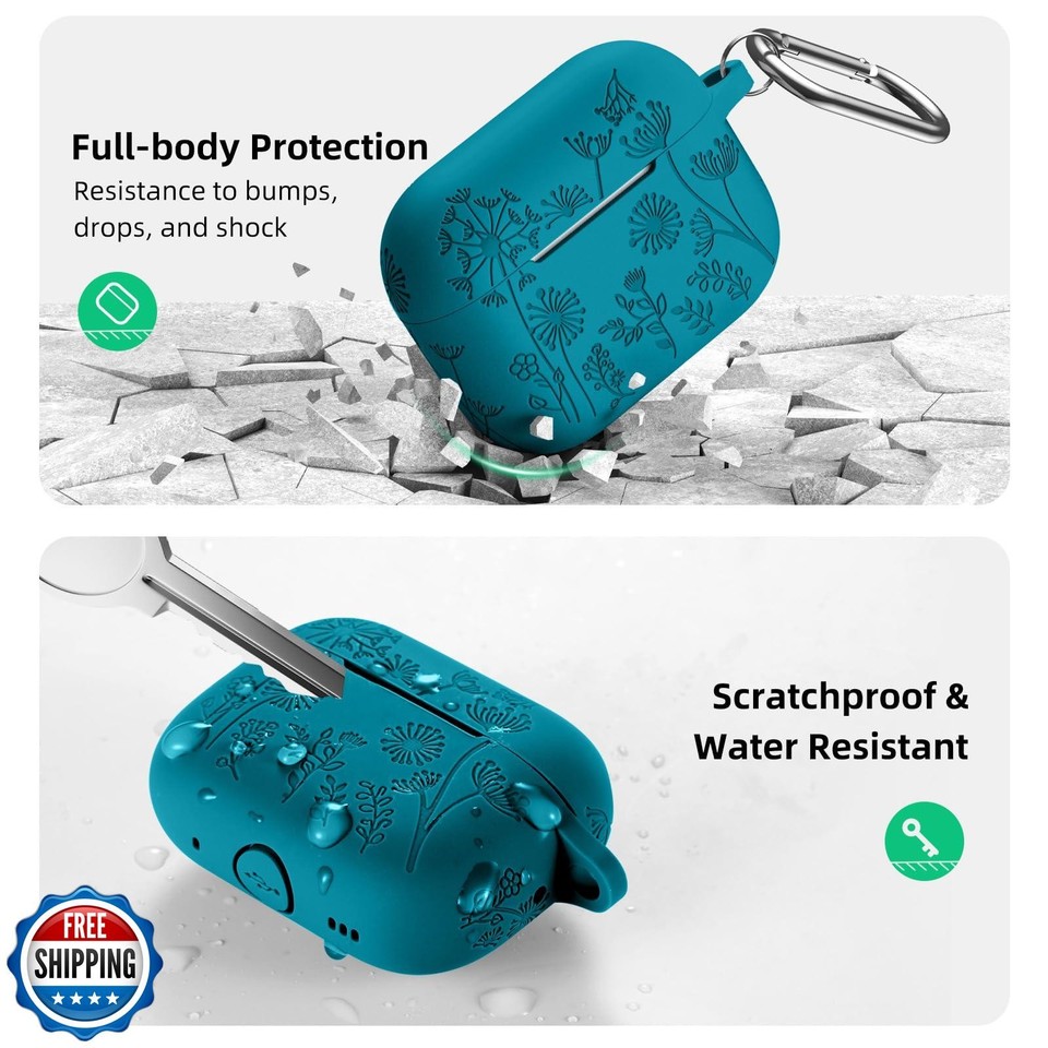 Lerobo Flower Engraved for Airpods Pro/Airpod Pro 2 Case, Cute Soft ...