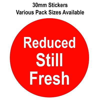 30mm Bright Red Reduced Still Fresh Stickers - Sticky Labels - Tags | eBay