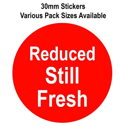 30mm Bright Red Reduced Still Fresh Stickers - Sticky Labels - Tags | eBay