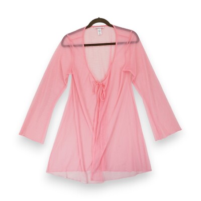 Victoria's Secret "Mesh Open-Front Robe" Pink Cocktail Long Sleeve Size ...