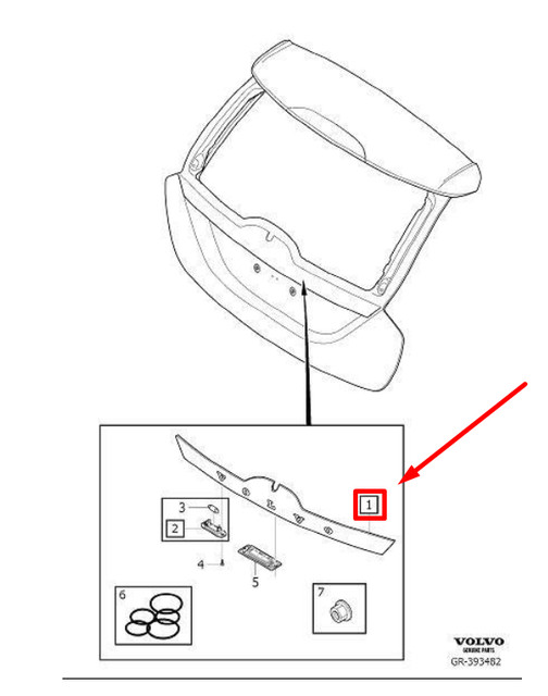 Volvo V60 Rear Tailgate Handle With Plate Lights Black 2014-2017 ...