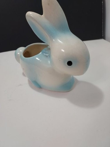 Vintage Ceramic Rabbit Planter Bunny Planter Blue & White Decorative ...