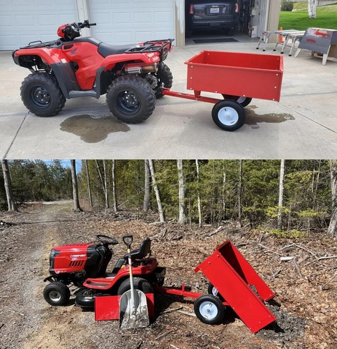 600 lb Steel Dump Cart Garden Yard Lawn Mower ATV Tractor Trailer ...