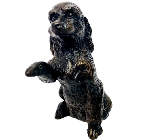 Sitting Cocker Spaniel One Paw up Dog Small Bronze Metal Figure ...
