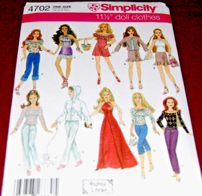 Simplicity Pattern # 4702 - 11-1/2" Fashion Barbie Doll Clothes -9 ...