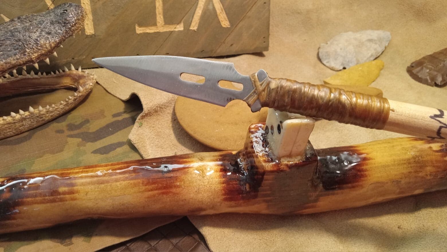 Artisan Made, Atlatl & 48" Dart, Steel Tip, Feathered Fletching, Spear ...